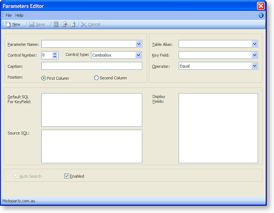 Parameters Editor